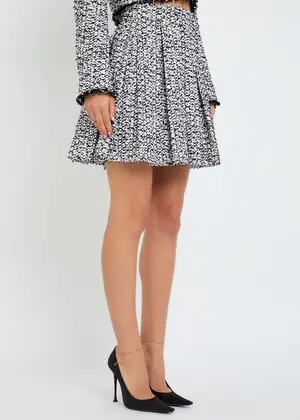 Balmain Pleated Tweed Mini Skirt