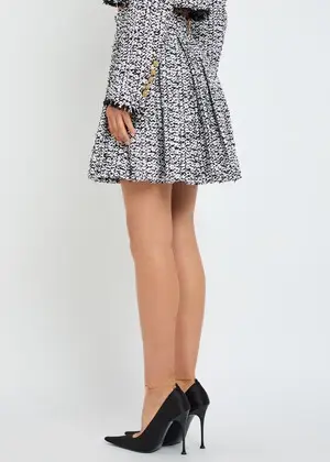 Balmain Pleated Tweed Mini Skirt