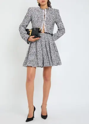 Balmain Pleated Tweed Mini Skirt