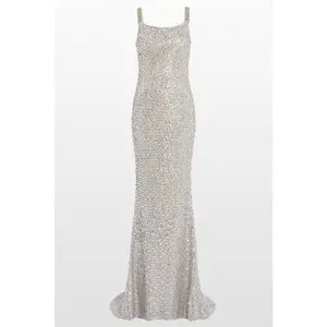 Jenny Packham Lotus Sequin-embellished Open-back Maxi Dress - Ammonite