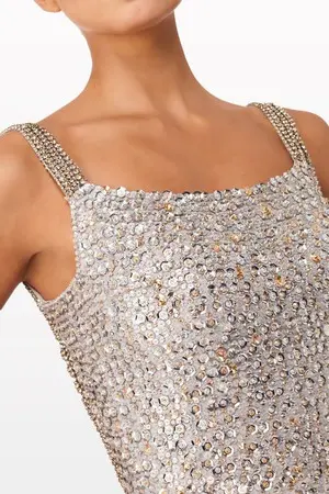 Jenny Packham Lotus Sequin-embellished Open-back Maxi Dress - Ammonite