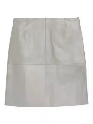 TOTEME Paneled A-line Leather Skirt - Grey