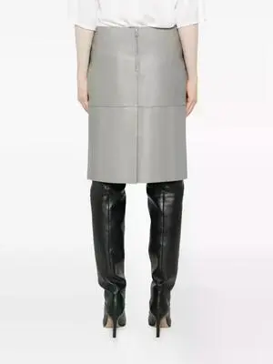 TOTEME Paneled A-line Leather Skirt - Grey
