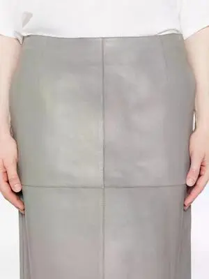 TOTEME Paneled A-line Leather Skirt - Grey