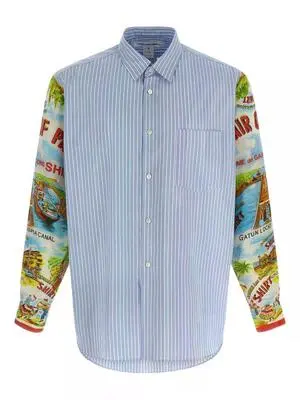 Comme Des Garçons Striped Patterned-sleeve Shirt