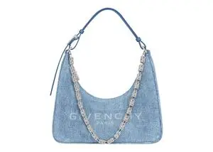 Givenchy Small Moon Cut Out Denim Shoulder Bag With Chain