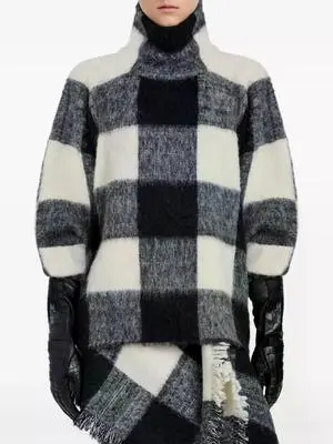Proenza Schouler High-neck Check Wool Top