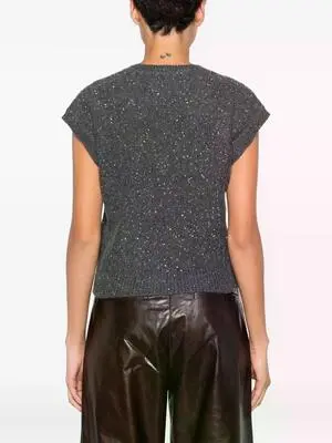 Marella Sequin-embellished Knitted Top - Grey