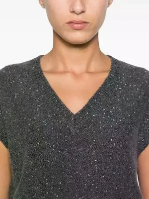 Marella Sequin-embellished Knitted Top - Grey
