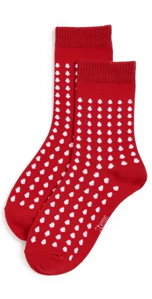STEMS Dots Crew Socks Red White