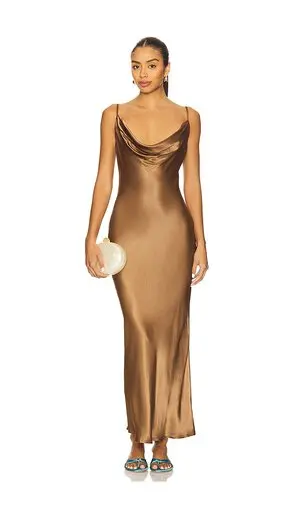 SNDYS. Skin Maxi Dress In Metallic - Bronze