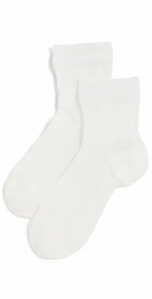STEMS Misi Lace Knit Crew Socks White