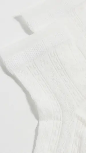 STEMS Misi Lace Knit Crew Socks - White