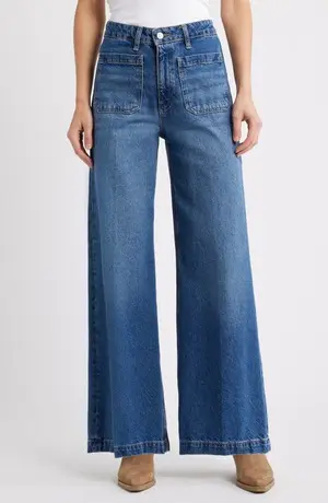 MAVI Christine Patch Pocket Wide Leg Jeans