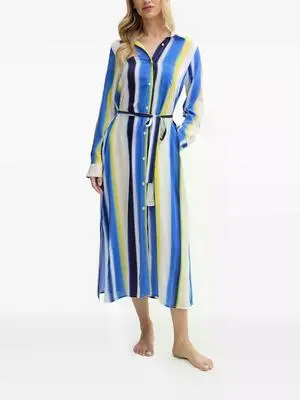 Dkny Striped Belted Shirt Nightdress - Blue