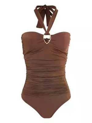 BRIGITTE Margareth Halter-neck One-piece Swimsuit - Brown