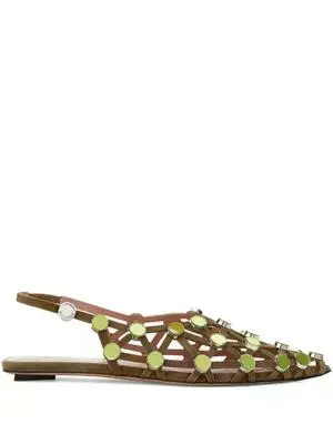 Attico Embellished Caged Sandals - Green