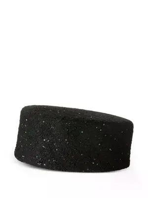 MAISON MICHEL Sequin-embellished Wool-felt Hat - Black