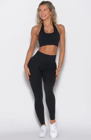 BOMBSHELL SPORTSWEAR Rib Backless Bra - Black