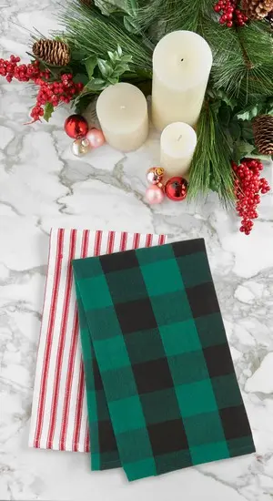 C&F HOME Franklin Plaid Cotton Kitchen Towel - Green