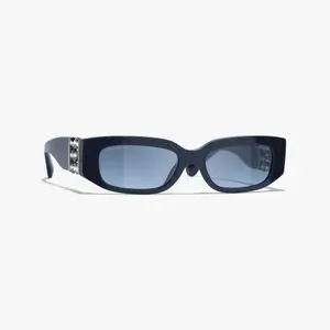 Chanel Oval Sunglasses Dark Blue