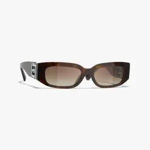 Chanel Oval Sunglasses Dark Tortoise
