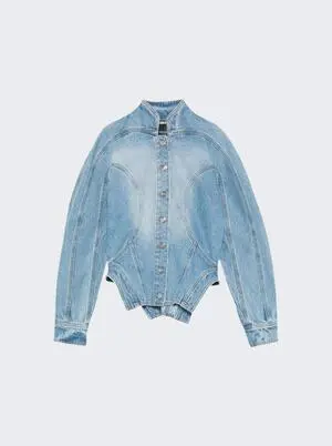 MUGLER Cinched Denim Jacket - Blue