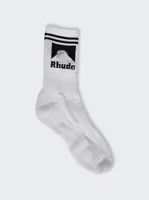 Rhude Logo Calf Socks - White