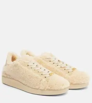 Valentino Garavani Royco Vlogo Suede-trimmed Sneakers - Beige