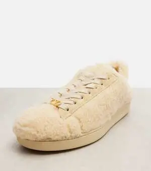 Valentino Garavani Royco Vlogo Suede-trimmed Sneakers - Beige