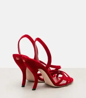 Valentino Garavani Fetishique 105 Velvet Sandals - Red