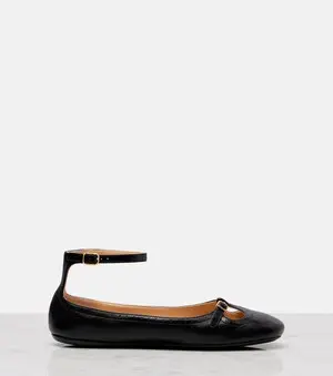Chloé Leonore Leather Ballet Flats - Black