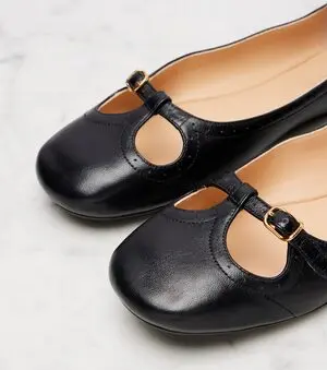 Chloé Leonore Leather Ballet Flats - Black