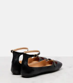 Chloé Leonore Leather Ballet Flats - Black