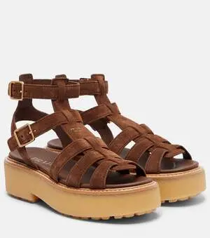 Prada Suede Platform Fisherman Sandals