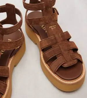 Prada Suede Platform Fisherman Sandals