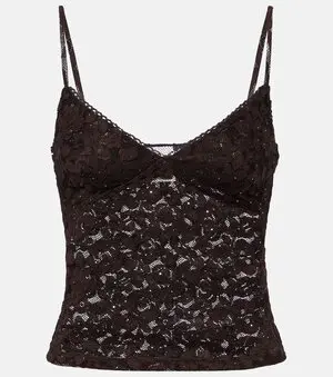 BANANHOT Floral Lace Top - Brown