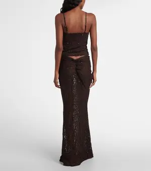 BANANHOT Floral Lace Top - Brown