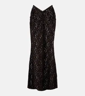 BANANHOT Daisy Floral Lace Maxi Skirt - Brown