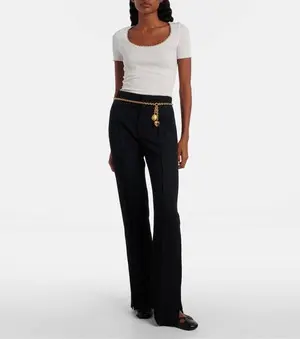 Chloé Virgin Wool Gabardine Flared Trousers