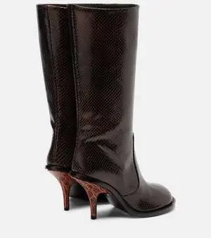Dries Van Noten Snake-effect Leather Knee-high Boots