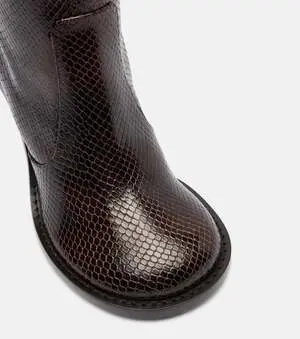 Dries Van Noten Snake-effect Leather Knee-high Boots