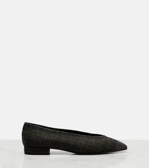 Loro Piana Rebecca Leather-trimmed Tweed Ballerina Flats - Multicoloured