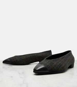 Loro Piana Rebecca Leather-trimmed Tweed Ballerina Flats - Multicoloured