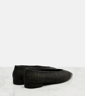 Loro Piana Rebecca Leather-trimmed Tweed Ballerina Flats - Multicoloured