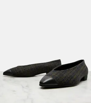 Loro Piana Rebecca Leather-trimmed Tweed Ballerina Flats - Multicoloured