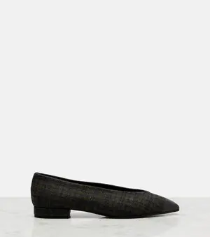 Loro Piana Rebecca Leather-trimmed Tweed Ballerina Flats - Multicoloured