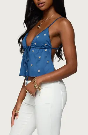 EDIKTED Embroidered Open Back Camisole