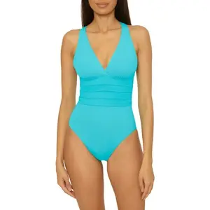 SOLUNA Sun Goddess Pleated One-piece Swimsuit - Pool