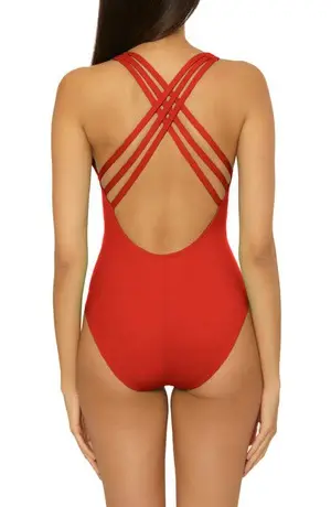 SOLUNA Sun Goddess Pleated One-piece Swimsuit - Red